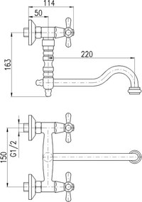 Slezák - RAV Umyvadlová/dřezová baterie MORAVA RETRO - MK101.x/29SM, Stará mosaz (Bronz) Rozteč připojení (mm): 100