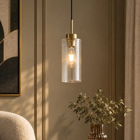 Art Deco závěsná lampa zlatá s čirým sklem pro 1-fázový kolejnicový systém - Iconic Laura