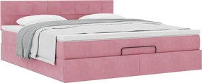 Osmanský rám postele s matrací růžová 160x200cm samet 3311788