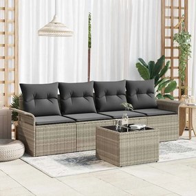 Set pohovek 5 ks Světle šedá polyratan 3345232