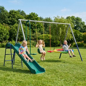 AIYAPLAY houpací rám 5 v 1 se skluzavkou výškově nastavitelný houpací rám s hnízdem 382x196 x203 cm Vícebarevný