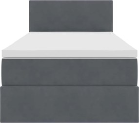 Postel s úložným prostorem s čelo Tmavě šedá 90 x 200 cm samet 3370672