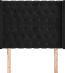 Čelo postele typu ušák černé 103x16x118/128 cm samet 3119960