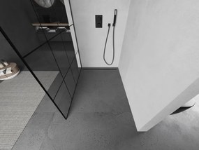 Mexen Kioto, sprchová zástěna Walk-In 150 x 200 cm, 8mm čiré sklo černý vzor, ​​grafitový profil, 800-150-101-95-77