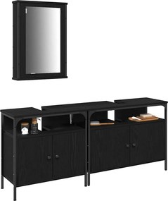 Koupelnové umyvadlové jednotky 3 ks Černá 80 x 30 x 60 cm 3334393