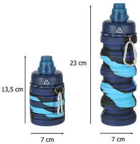 Creative Corner Láhev na vodu silikonová skládací láhev s rukojetí sportovní 500ml modrá