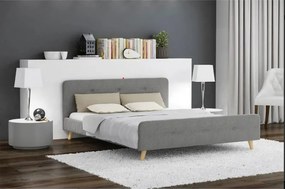 Šedá čalouněná postel AMELIA 140 x 200 cm