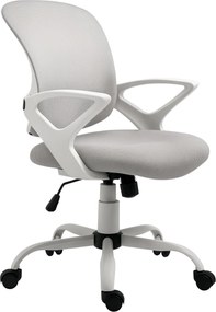 Ergonomická kancelářská židle Vinsetto s mesh opěradlem, nastavitelné otočné křeslo s vzhledem lnu, počítačová židle pro kancelář, šedá | Aosom