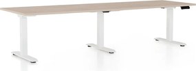 Výškově nastavitelný stůl OfficeTech Long, 260 x 80 cm, bílá podnož, dub