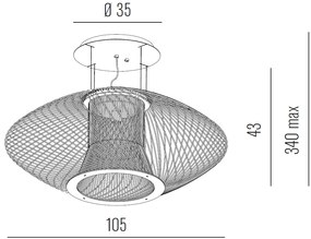 Metal Lux 240.105.02 Impossible A, bílé drátěné svítidlo, 3x15W LED 2700K, prům.105cm