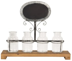 Dekorační lahvičky ve stojanu s cedulí Mercer - 42*14*35 cm