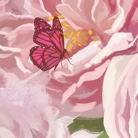 Malvis ® Tapeta růžové květy s motýly Vel. (šířka x výška): 432 x 290 cm