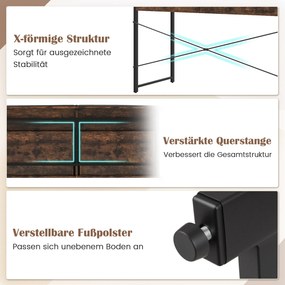 Costway Počítačový stolek s 2 zásuvkami, rustikální, rustikální hnědá