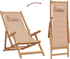 Skládací židle 2 ks, taupe látka a masivní dřevo 3214488