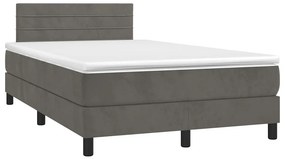 Box spring postel s matrací a LED tmavě šedá 120 x 190 cm samet 3270160