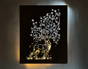 Li-Go "Jelen" světelný obraz 230V 70x100cm provedení povrchu: dub světlý