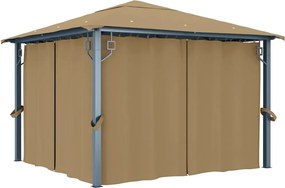 Fionshop 262824812 Altán se závěsy 300 x 300 cm taupe hliník