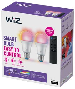 WiZ A60 LED matná WiFi E27 8,5W RGBW Dálkové ovládání sada 2 ks