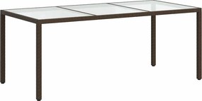 Zahradní stůl hnědý 190 x 90 x 75 cm tvrzené sklo a polyratan 316711