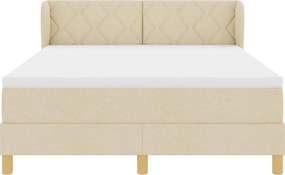 Postel s boxspringem s čelo Krémová 160 x 200 cm textil 3340288