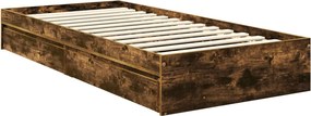 Postel s úložným prostorem se zásuvkou Kouřový dub 90 x 200 cm 3413545