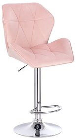 LuxuryForm DESIGN Barová židle MILANO MAX VELUR na stříbrné kulaté podstavě - světle růžová