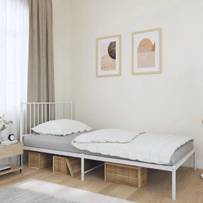 Kovový rám postele s čelem bílý 100 x 190 cm - Default Title
