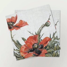 Lenbutik Lněné ubrousky 32x32 Máky/ Poppies - lněná barva
