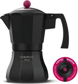 Taurus Black Moments KCP9006l černá / Konvička moka / 6 šálků / hliník