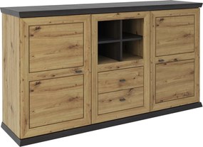 XXXLutz ŠIROKÁ KOMODA, tmavě šedá, dub artisan, 160/89,3/43 cm Hom`in - Široké komody - 000003002910