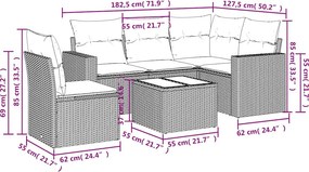 6dílná zahradní sedací souprava s poduškami černá polyratan 3218965