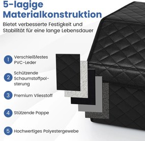 Costway 35 L skládací kožený organizér kufru auta s prošívaným víkem