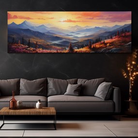 Obraz na plátně - Magická podzimní krajina s mlhavým údolím FeelHappy.cz Velikost obrazu: 210 x 70 cm