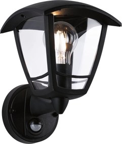 P 94647 Venkovní nástěnné svítidlo Classic Curved pohybové čidlo IP44 hranaté 164x180mm max. 12W 230V černá umělá hmota - PAULMANN