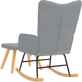 Houpací křeslo se stoličkou světle šedé textil 327622