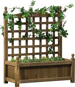 Zahradní truhlík s mříží Outsunny - Květinový box - Vysoký truhlík - rozměry 64D x 28Š x 75V cm, včetně zavlažovacích vložek z ošetřeného smrkového d…