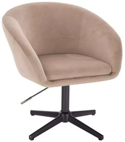 LuxuryForm DESIGN Otočná židle VENICE VELUR na černém kříži - latte