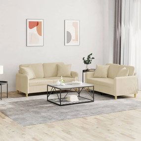 2dílná sedací souprava s polštáři krémová textil 3202104