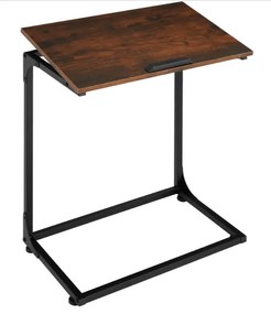 Tectake Odkládací stolek s naklápěcí deskou Ruston 55x35x66,5cm Industriální dřevo tmavé, rustikální