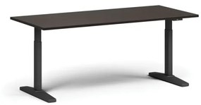 Výškově nastavitelný stůl, elektrický, 675-1325 mm, deska 1800x800 mm, černá podnož, wenge