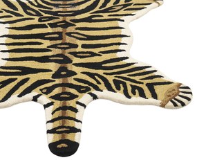 Vlněný dětský koberec ve tvaru tygra 100 x 160 cm béžový/černý SHERE Beliani