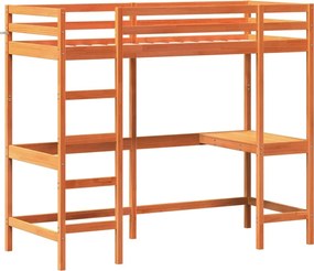 vidaXL Patrová postel se stolem 75 x 190 cm masivní borovice [842865] Barva: Hnědá