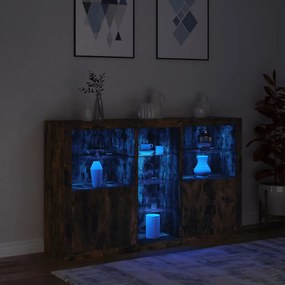 Příborník s LED osvětlením kouřový dub 162 x 37 x 100 cm 3209174
