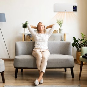 HOMCOM Elektrické topení, nástěnná montáž, oscilační funkce, 2 režimy, časovač, LED displej, bílá