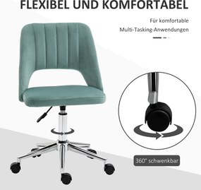 Židle Vinsetto, výškově nastavitelná kancelářská židle bez opěrek, otočná kancelářská židle s sametovým vzhledem, ergonomická make-up židle do ložnic…