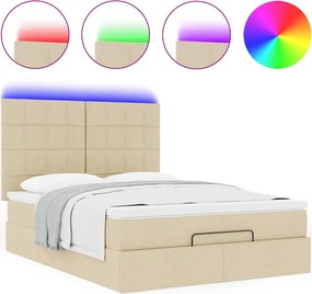 Osmanský rám postele s matrací krémově 140x190cm textil 3314008