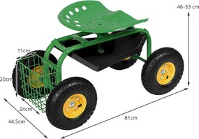Costway Zahradní sedátko s kolečky 360 ° otočné, výškově nastavitelné
