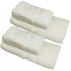 Sada 4 kusů Máslově bílé bambusové osušky a ručníků TiaHome