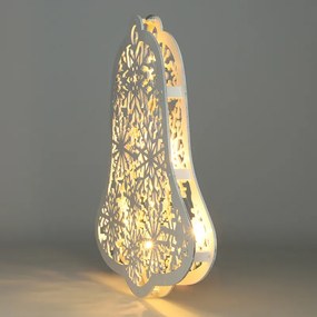 SOLIGHT LED dřevěný vánoční zvoneček, 9x LED, bílá, 30cm, časovač, 2x AA