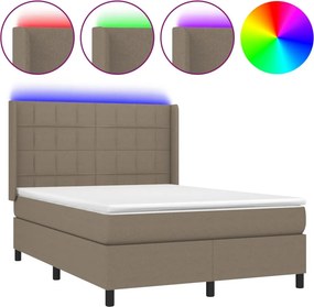 Box spring postel s matrací a LED taupe 140x200 cm textil 3138321